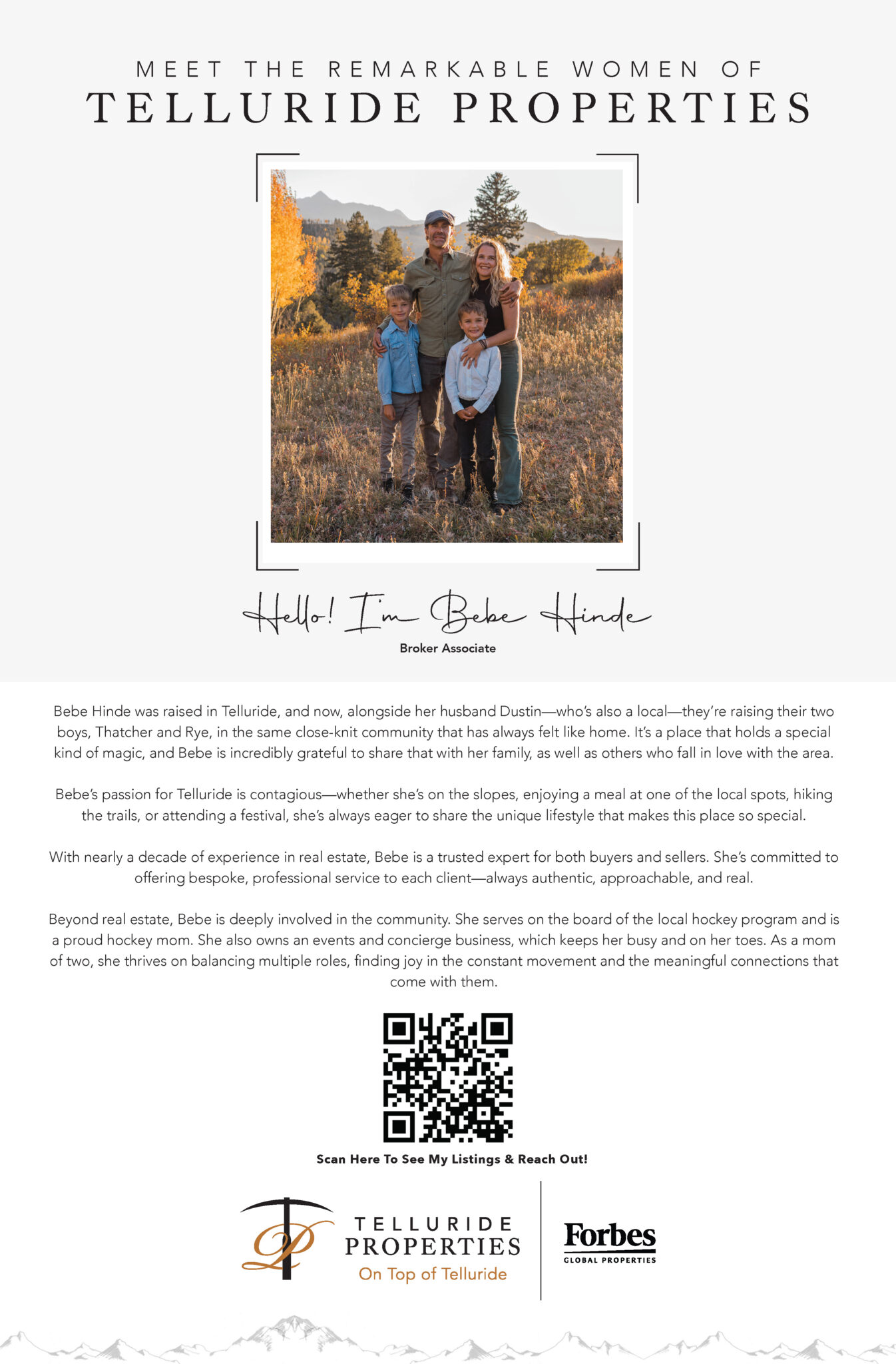 Meet the Remarkable Women of Telluride Properties: Bebe Hinde ...